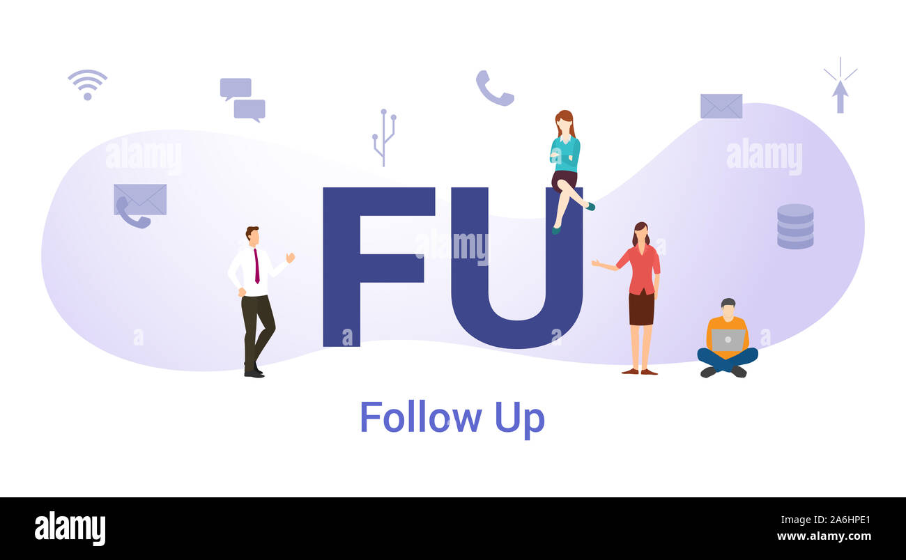 fu follow up concept with big word or text and team people with modern ...