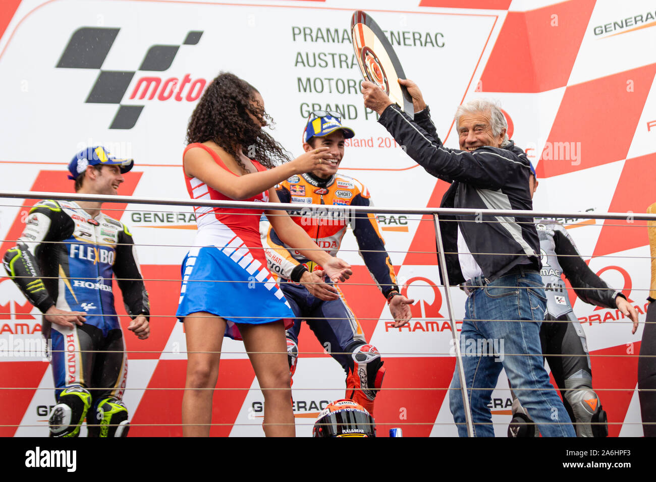 Phillip Island, Australia. 27 October, 2019. Giacomo Agostini hands ...