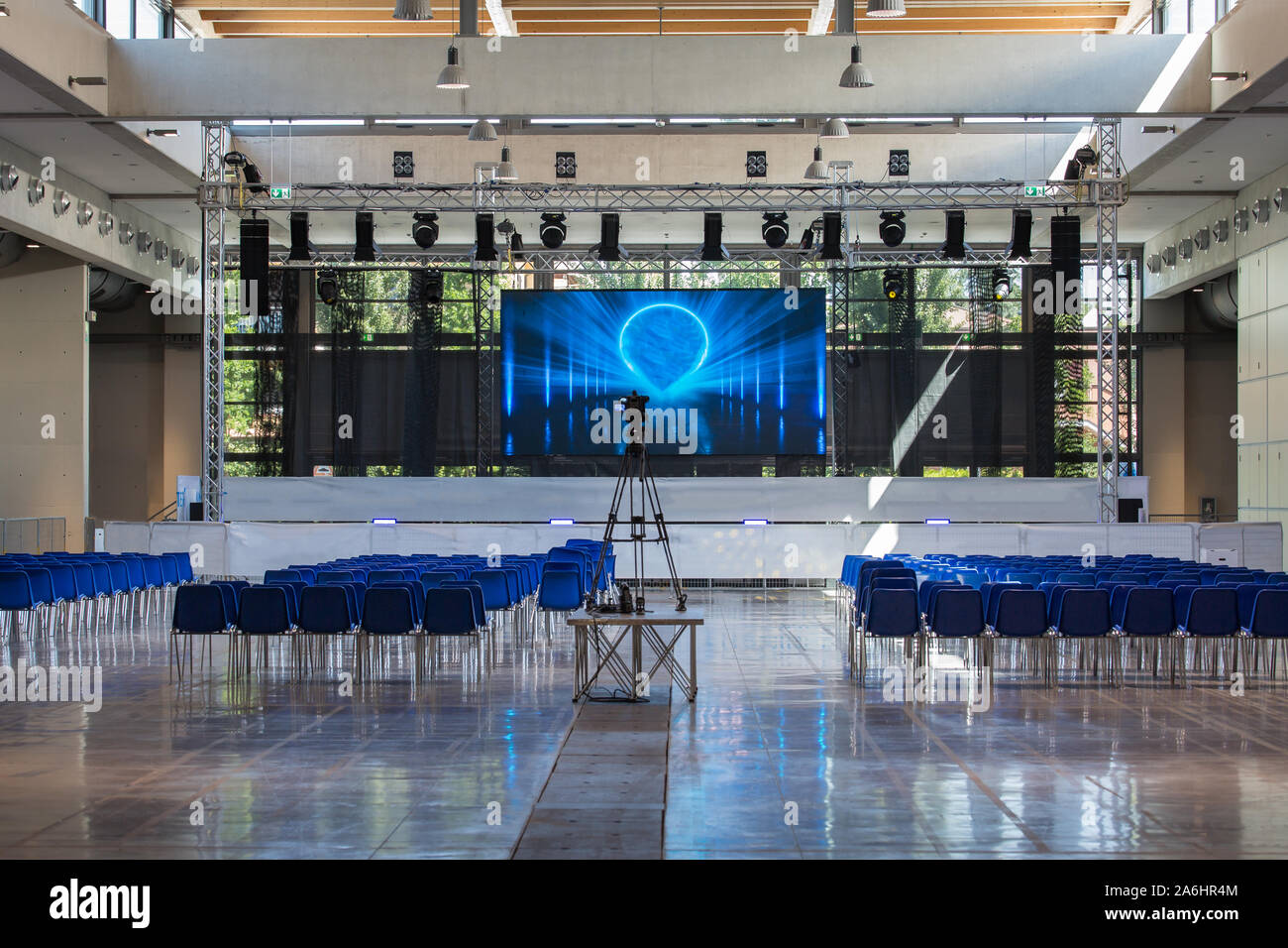 Empty Conference Room Equipped with Stage, Lights, Chairs and ...