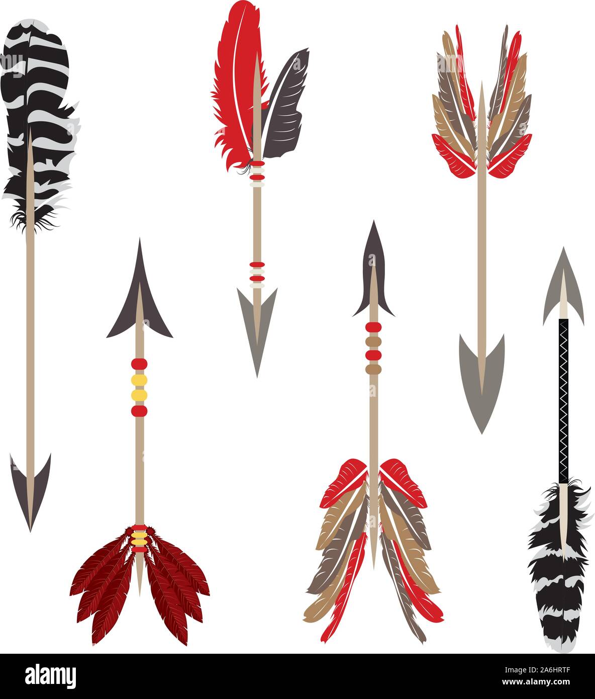 Decorative native arrows with stylized feathers set Stock Vector Image ...