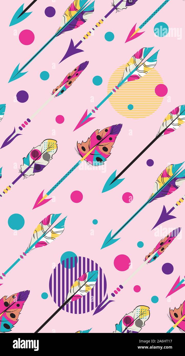 Decorative native arrows with stylized feathers set Stock Vector Image ...