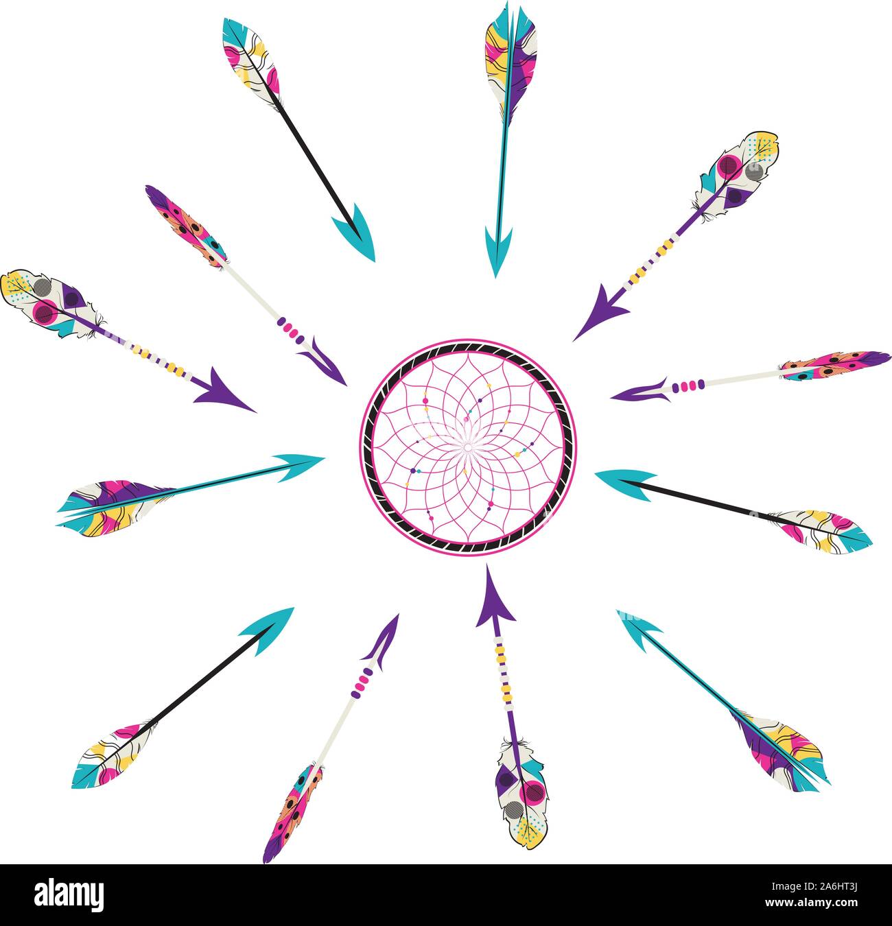 Decorative native arrows with stylized feathers set Stock Vector Image ...