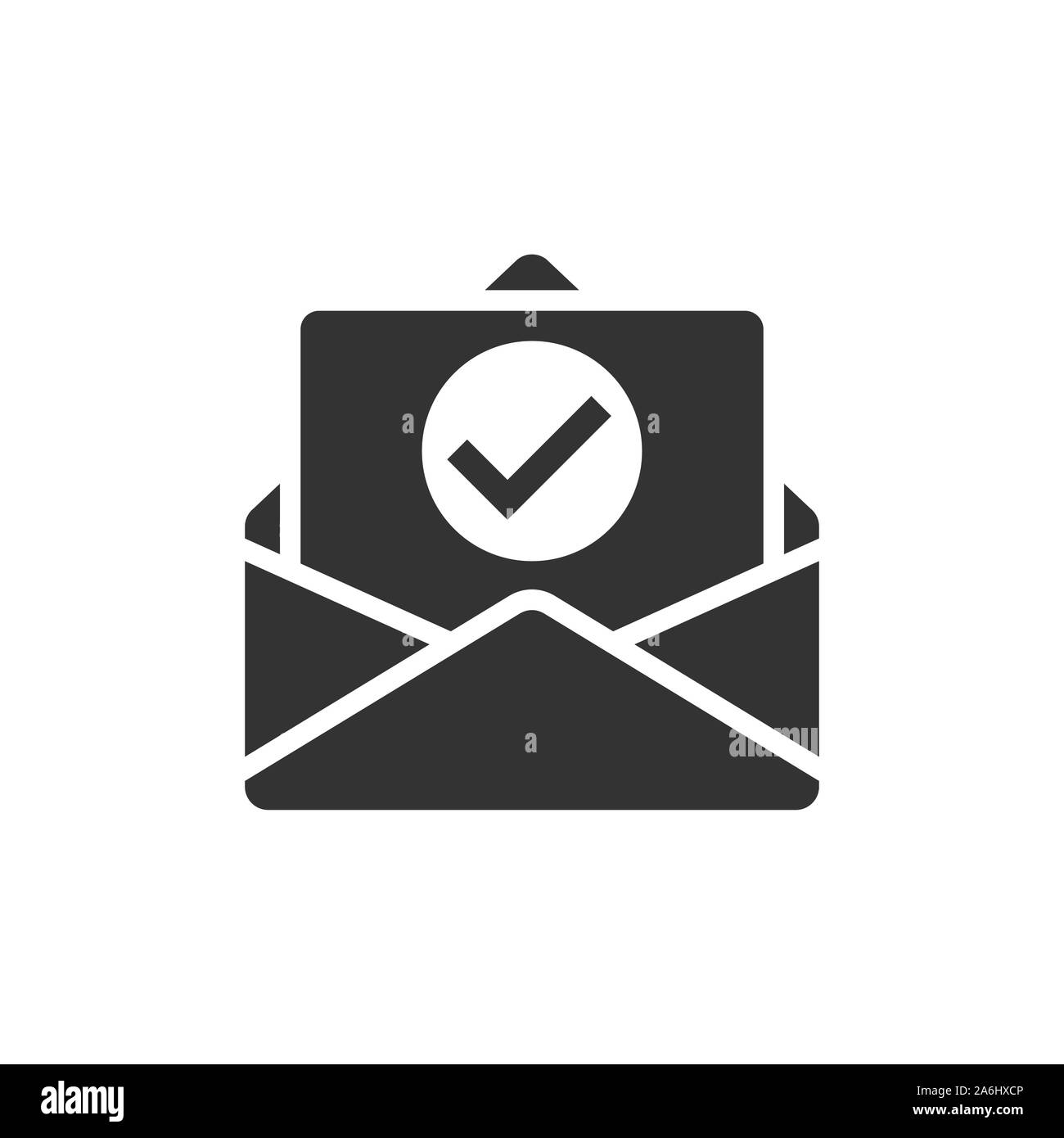Envelope with confirmed document icon in flat style. Verify vector ...