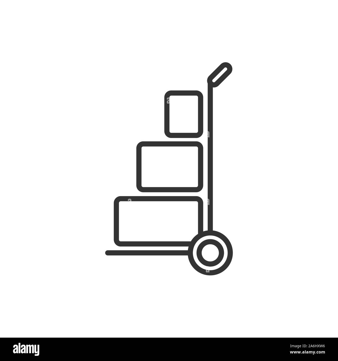 Cargo trolley icon in flat style. Delivery box vector illustration on ...