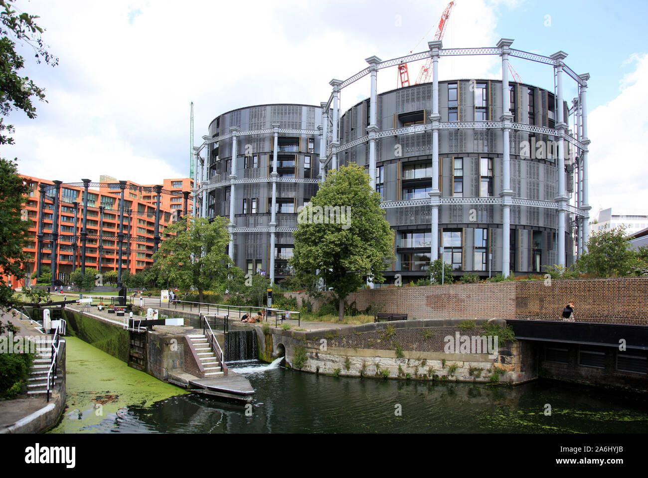 Gasholder Park, Camley Street, Kings Cross, London, UK Stock Photo - Alamy