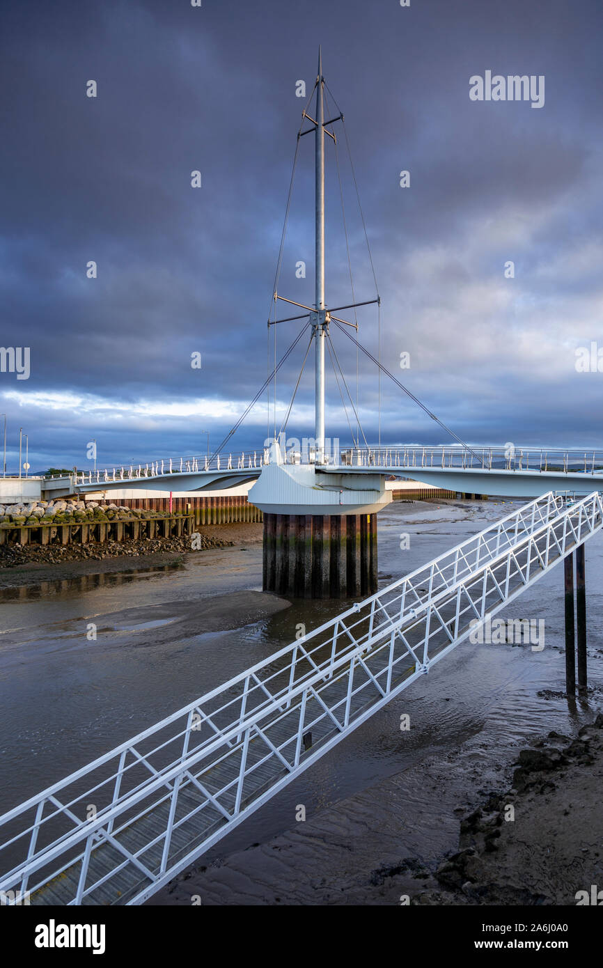 Pont y Ddraig footbridge at Rhyl harbour on the North Wales coast Stock ...