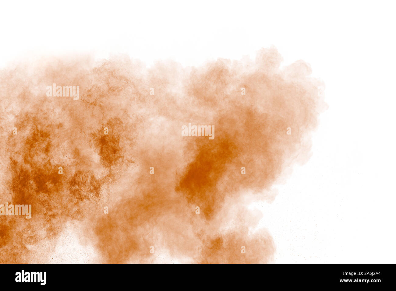Orange powder explosion on white background.Orange color dust splash ...