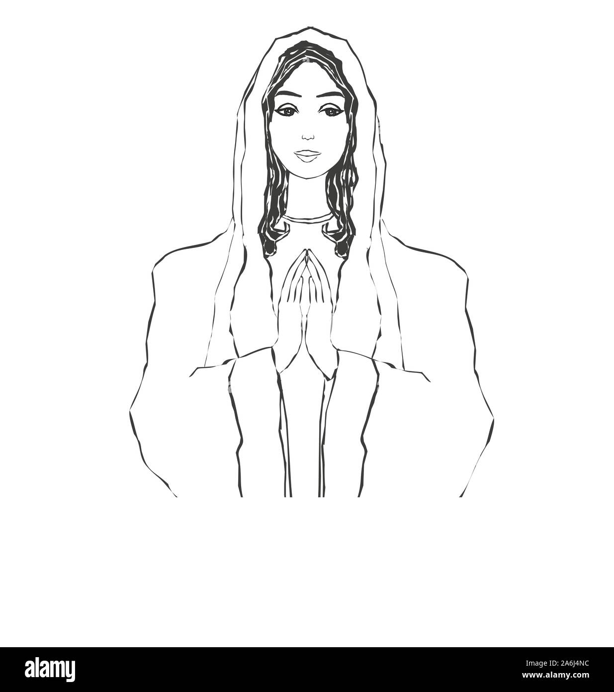 Blessed Virgin Mary Portrait Isolated Illustration Stock Vector Image And Art Alamy