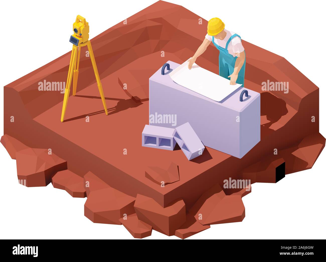 Vector isometric surveyor engineer on geodetic works Stock Vector Image ...