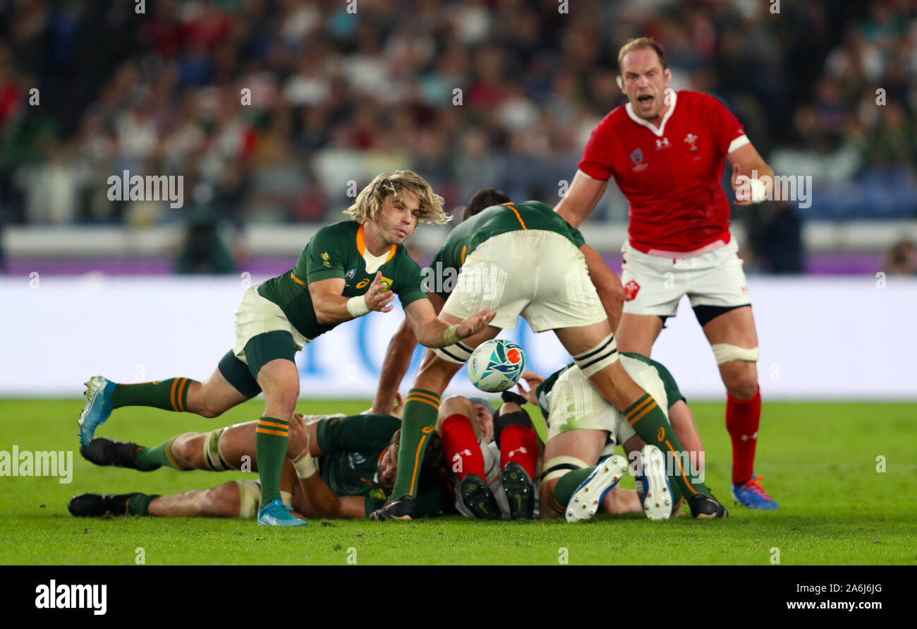 South Africa's Faf de Klerk in action during the 2019 Rugby World Cup ...