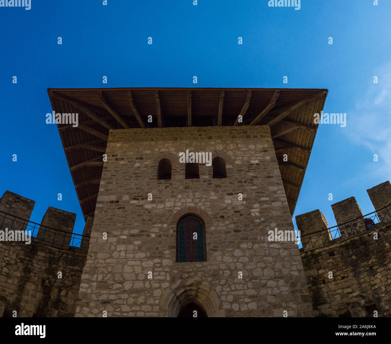 Medieval Tower and Fortress Wall viewed from Inner Yard. Soroca Castle ...