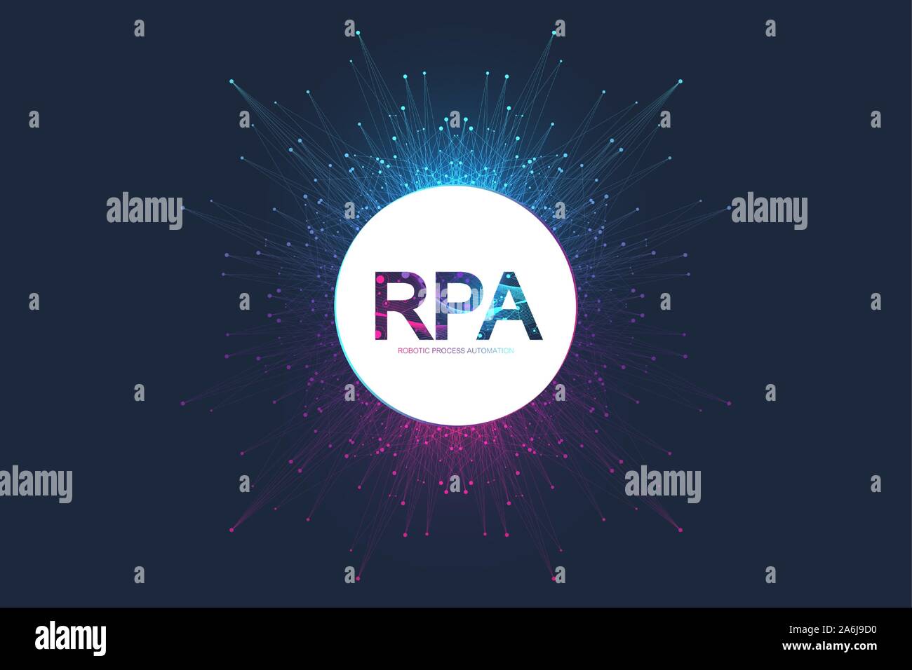 RPA Robotic process automatisation. Futuristic banner template concept ...