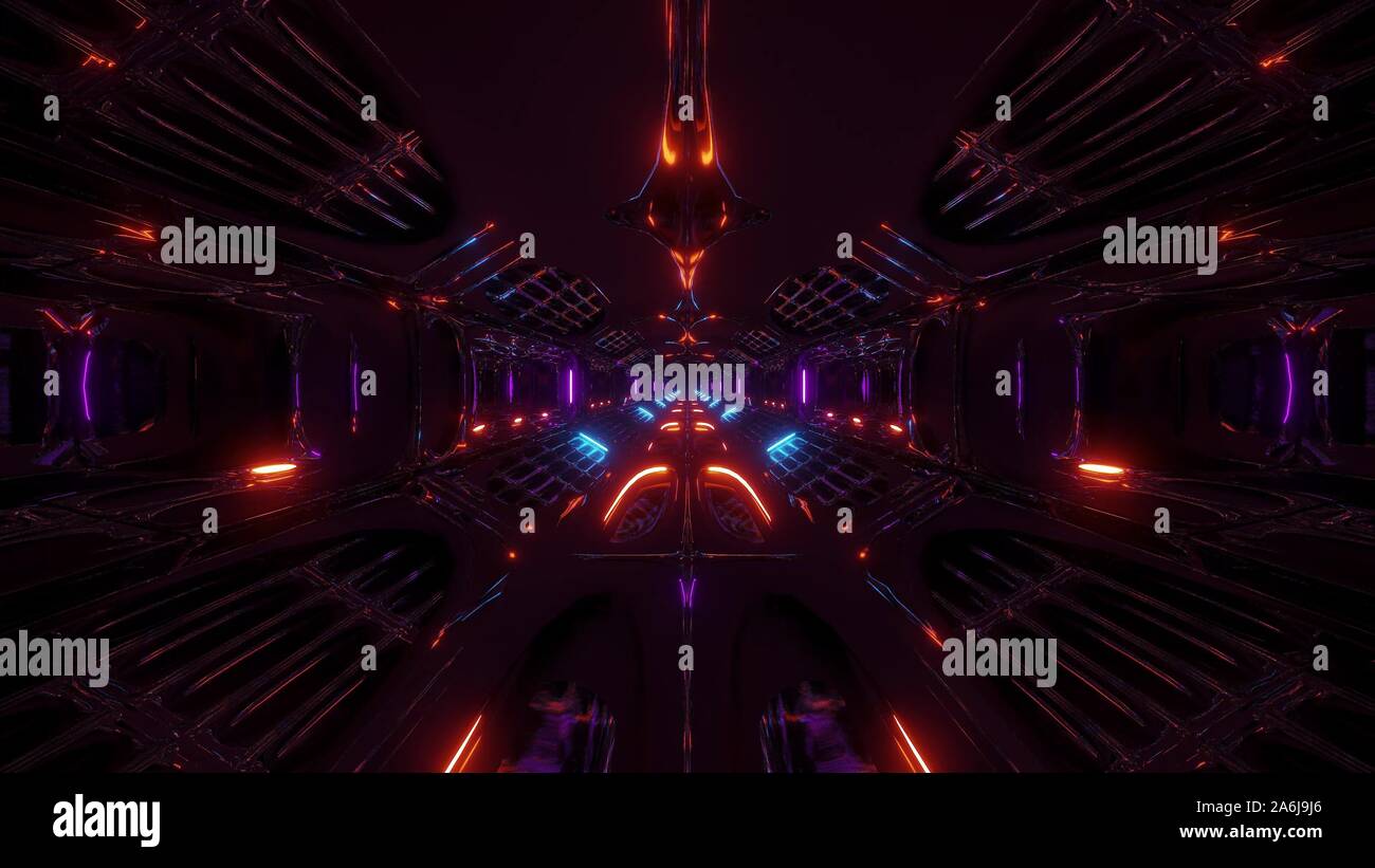 futuristic scifi fantasy alien hangar tunnel corridor 3d rendering ...