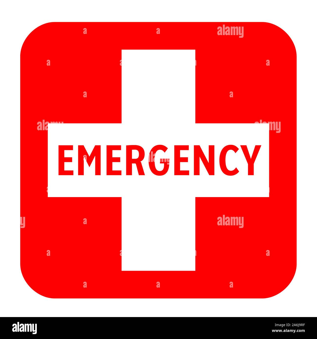 Medical white cross and emergency symbol in a red square Stock Photo ...