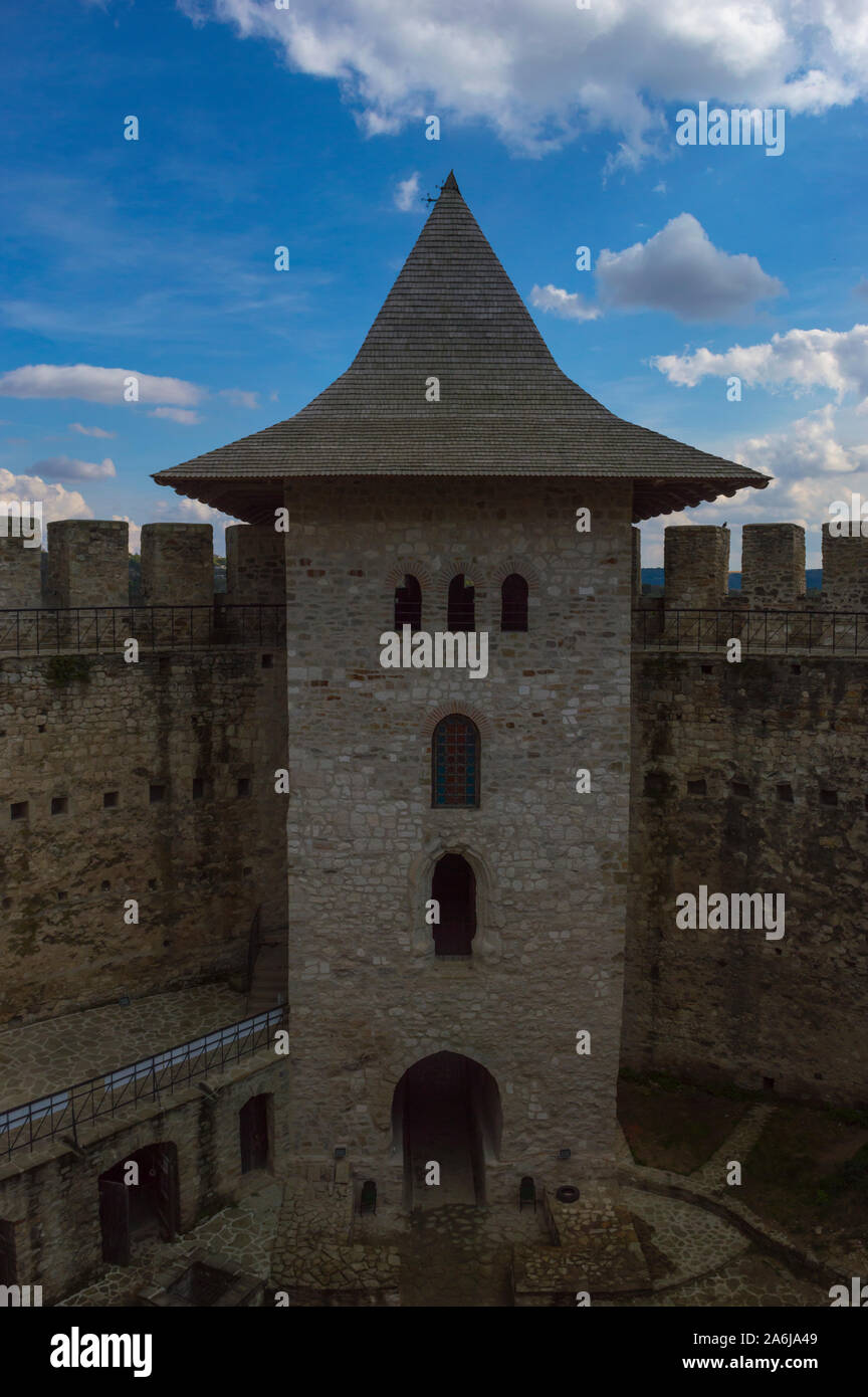 Medieval Tower and Fortress Wall viewed from Inner Yard of Soroca ...