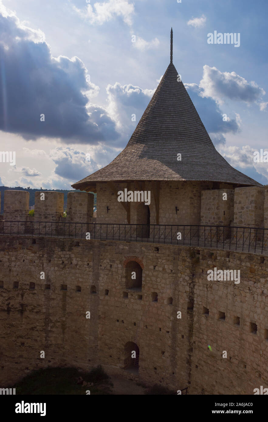 Medieval Tower and Fortress Wall viewed from Inner Yard of Soroca ...