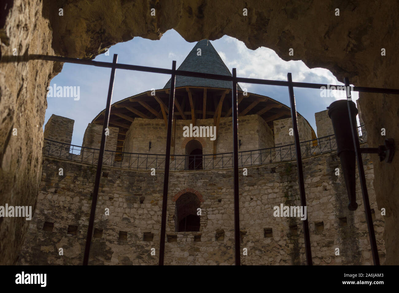 Medieval Tower and Fortress Wall viewed from Inner Yard of Soroca ...