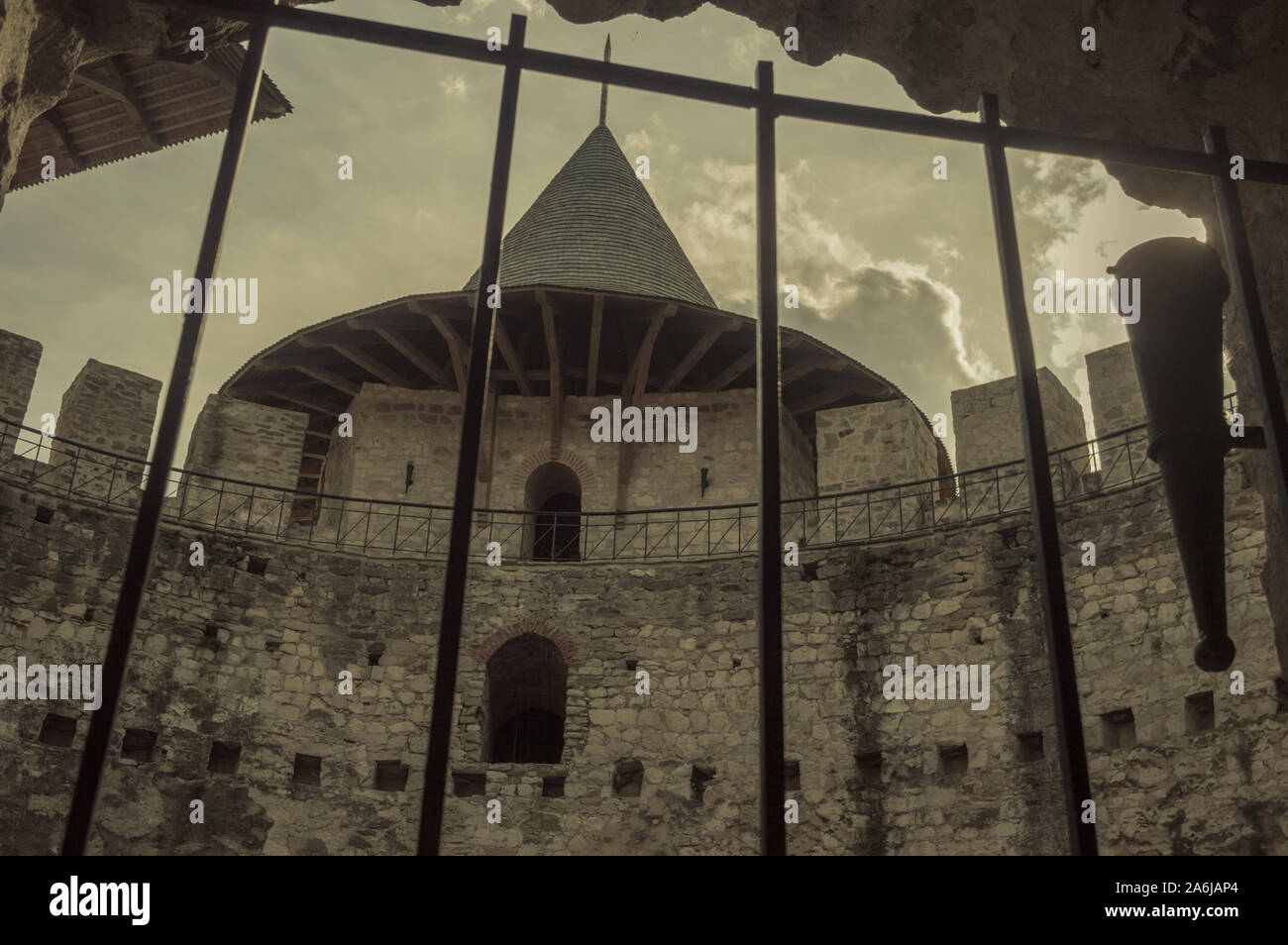 Medieval Tower and Fortress Wall viewed from Inner Yard of Soroca ...