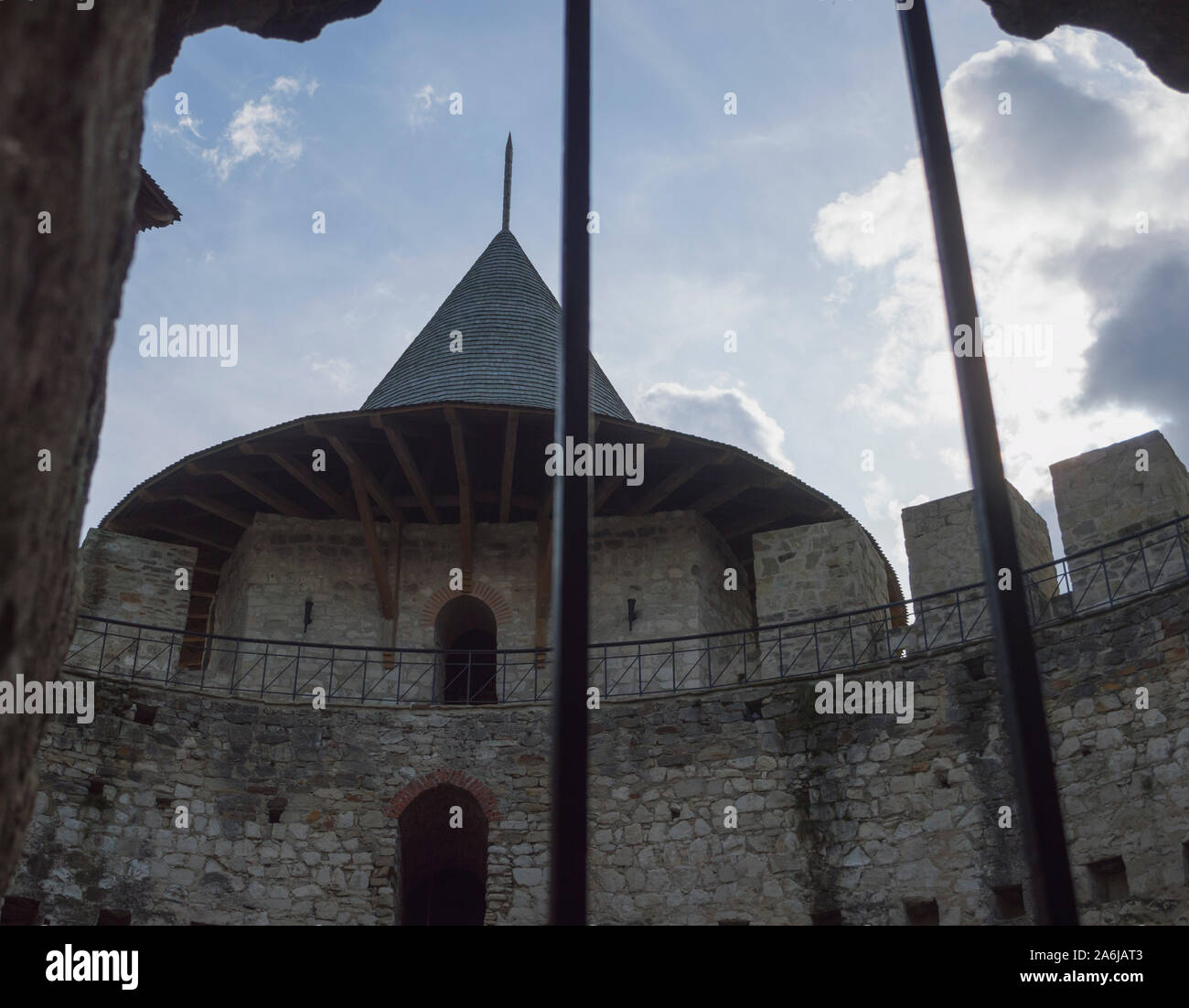 Medieval Tower and Fortress Wall viewed from Inner Yard of Soroca ...