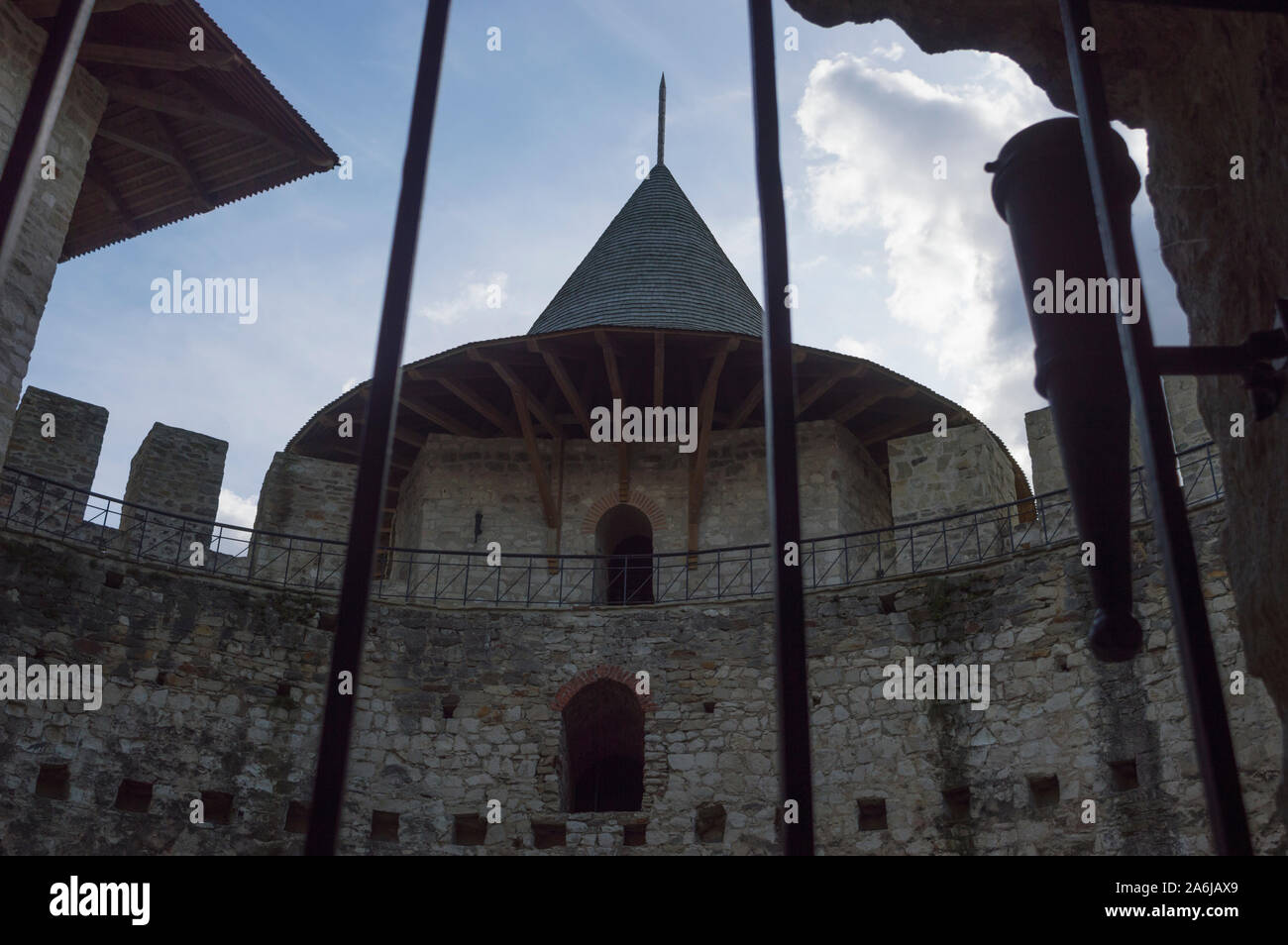Medieval Tower and Fortress Wall viewed from Inner Yard of Soroca ...