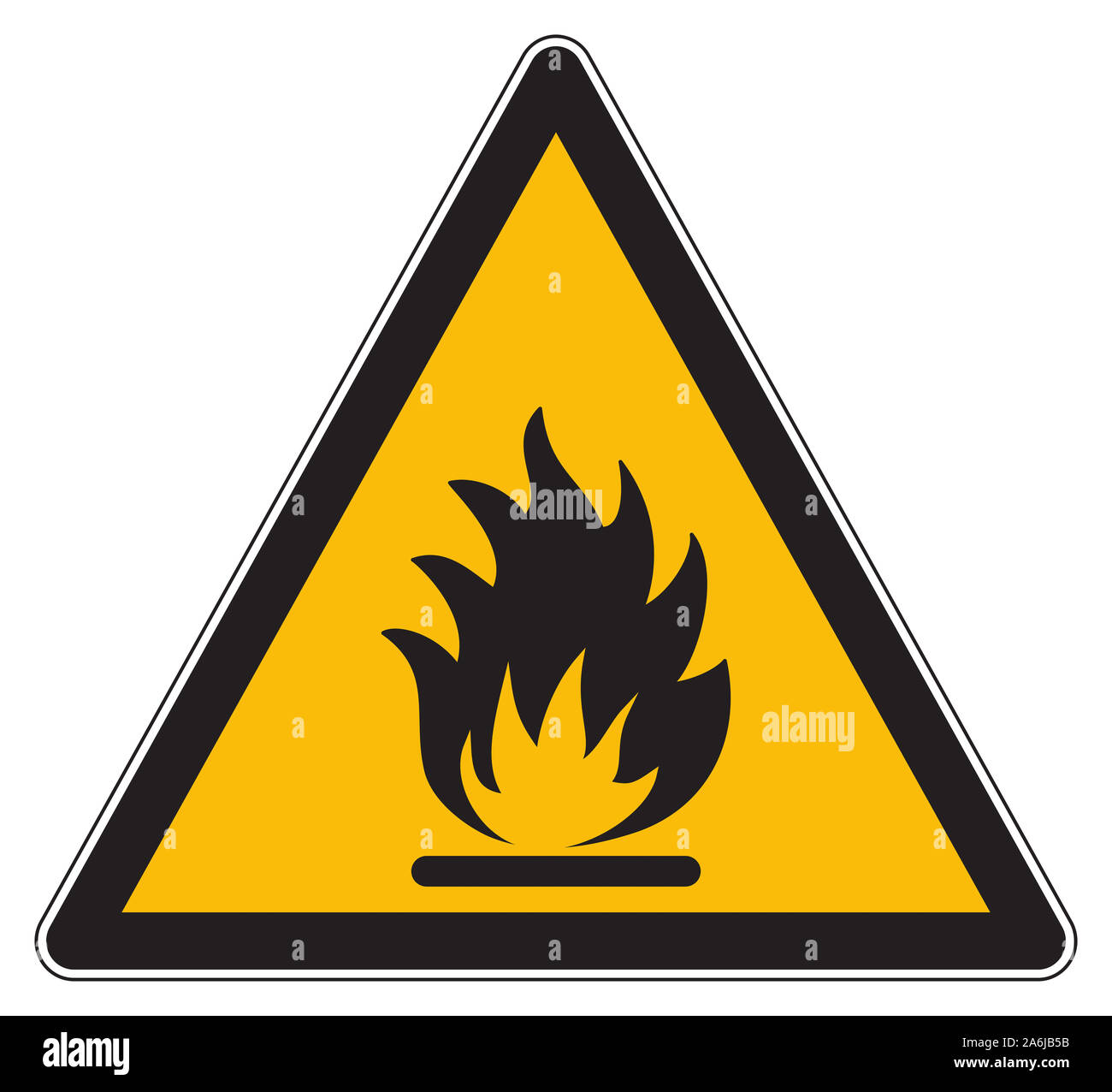 Warning flammable products yellow sign Stock Photo - Alamy