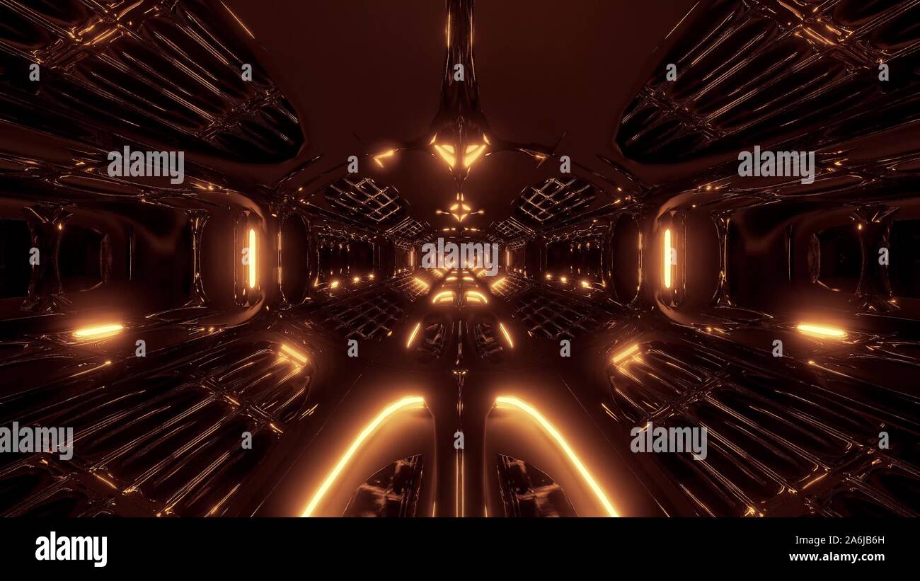 futuristic scifi fantasy alien hangar tunnel corridor 3d rendering ...