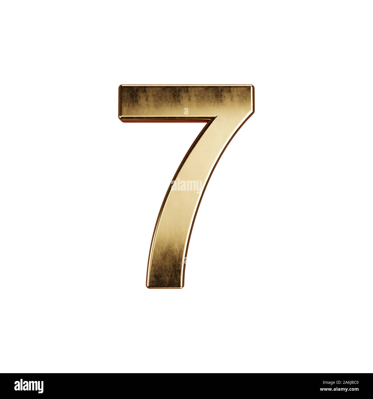 3d render of golden digit alphabet character font number seven simbol ...