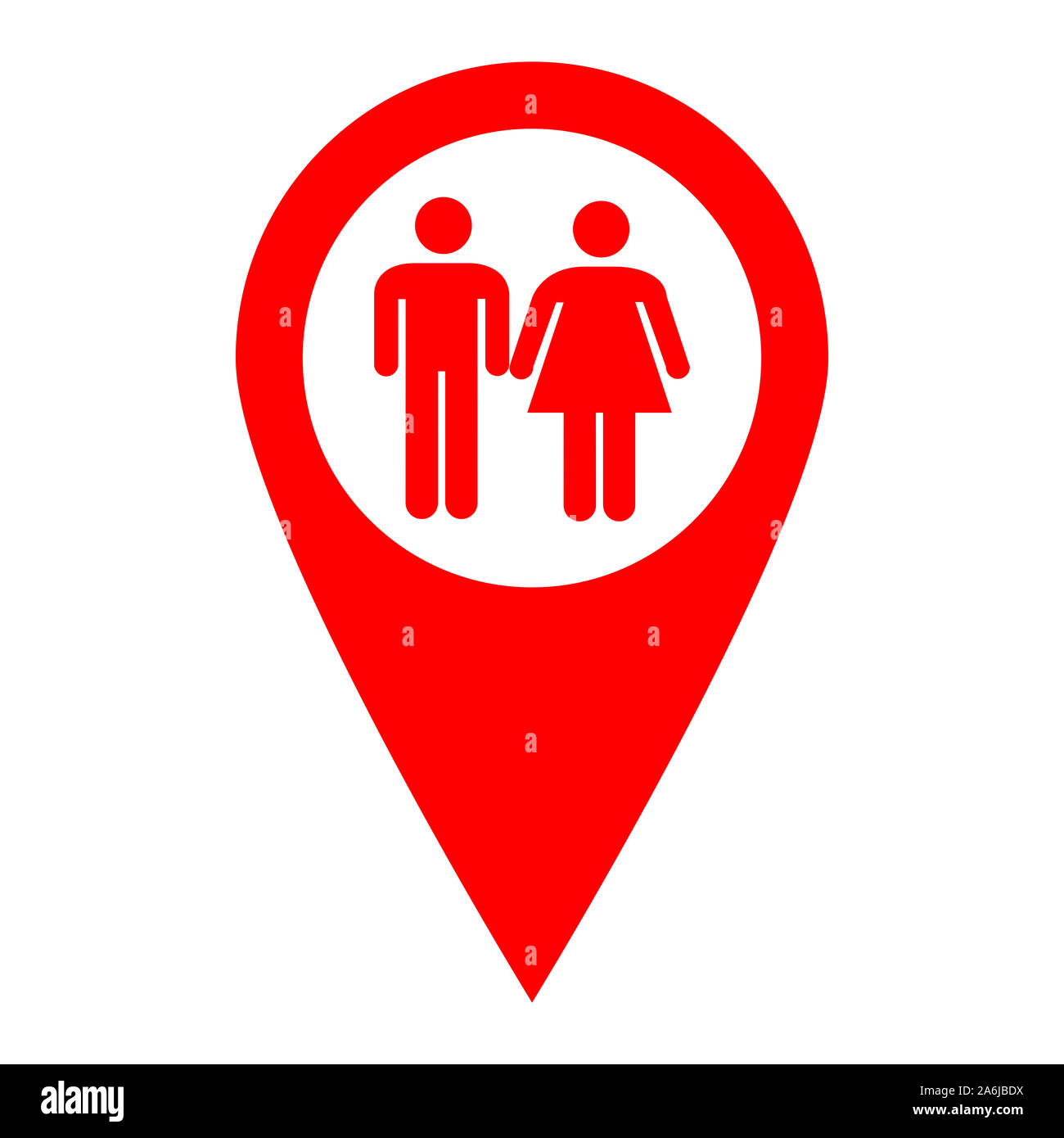 Red map pointer with toilets sign Stock Photo - Alamy