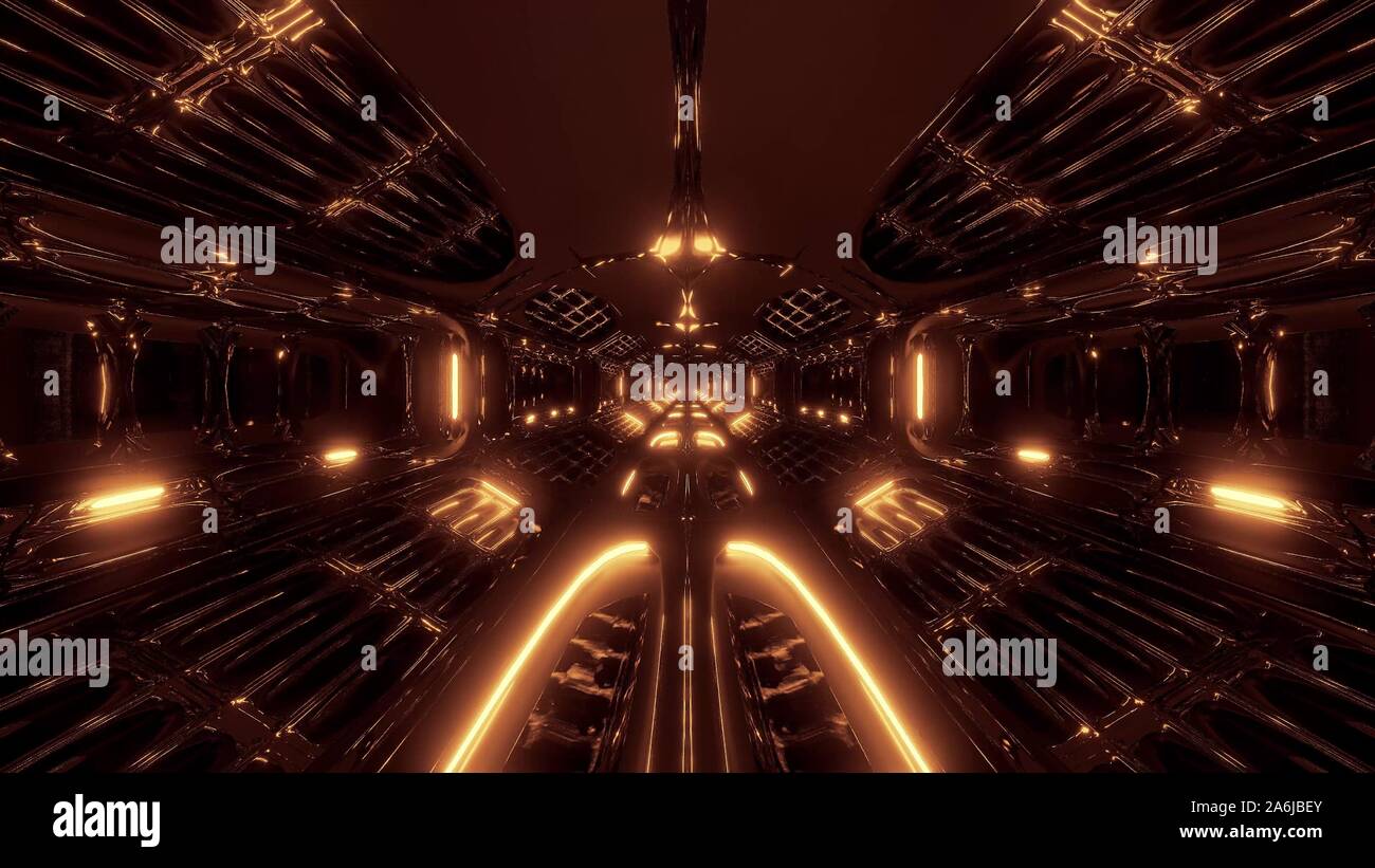 futuristic scifi fantasy alien hangar tunnel corridor 3d rendering ...