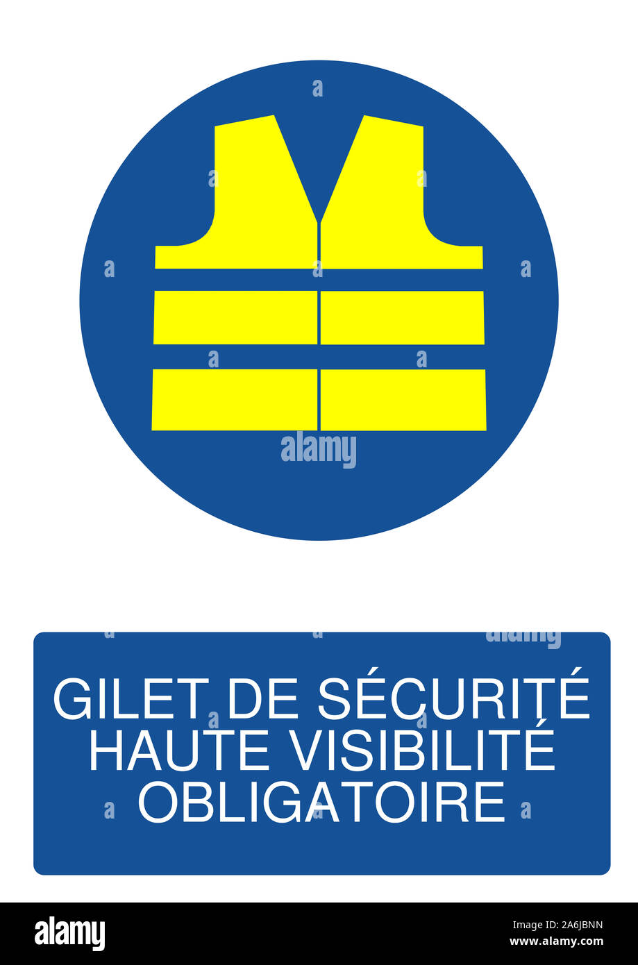 Safety yellow vest must be worn sign in french language Stock Photo - Alamy
