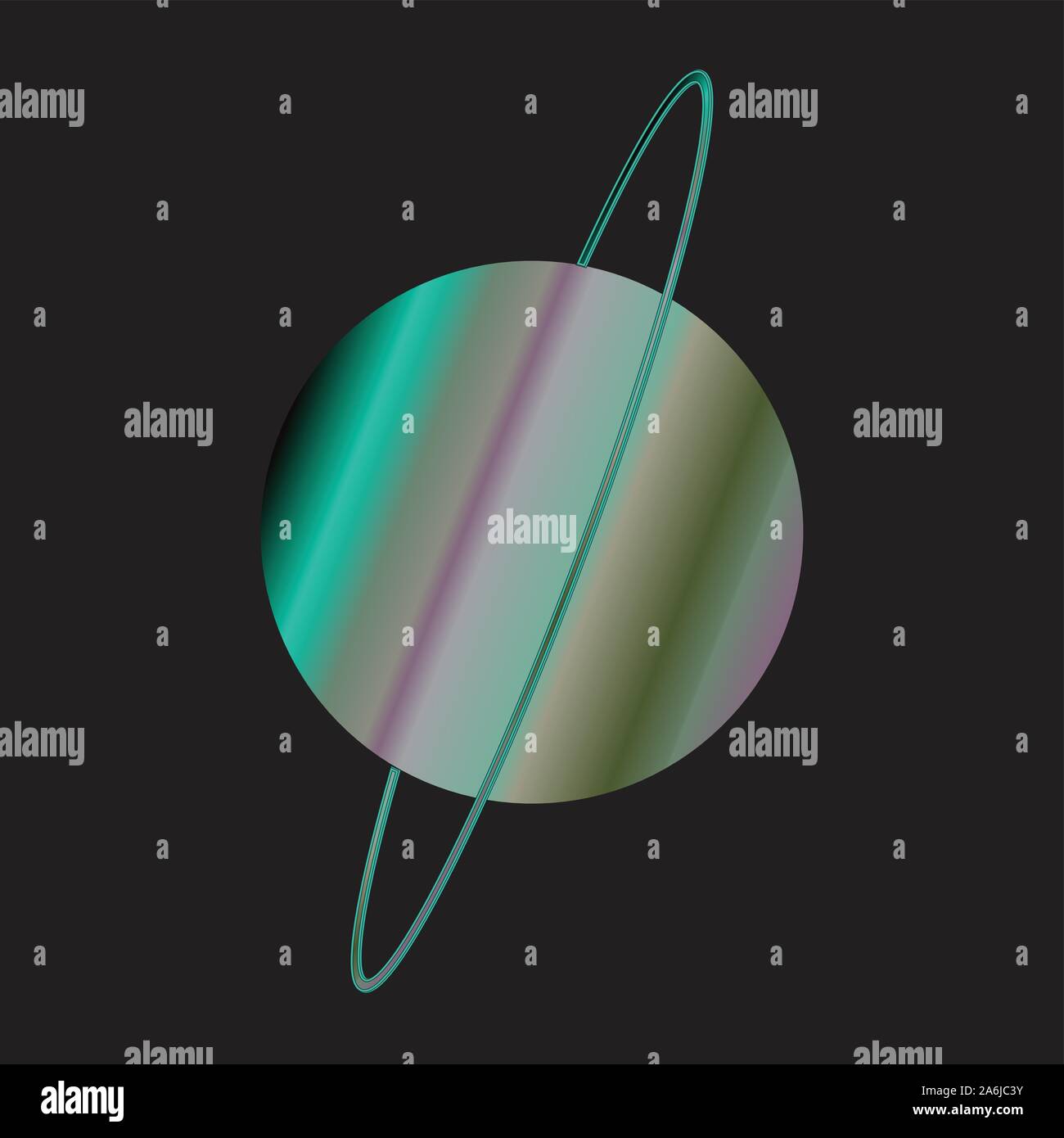 A representation of the planet Uranus with rings over a black ...