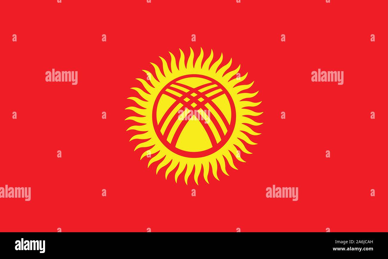 Flag of the country of Kyrgyzstan in red and gold Stock Vector Image ...