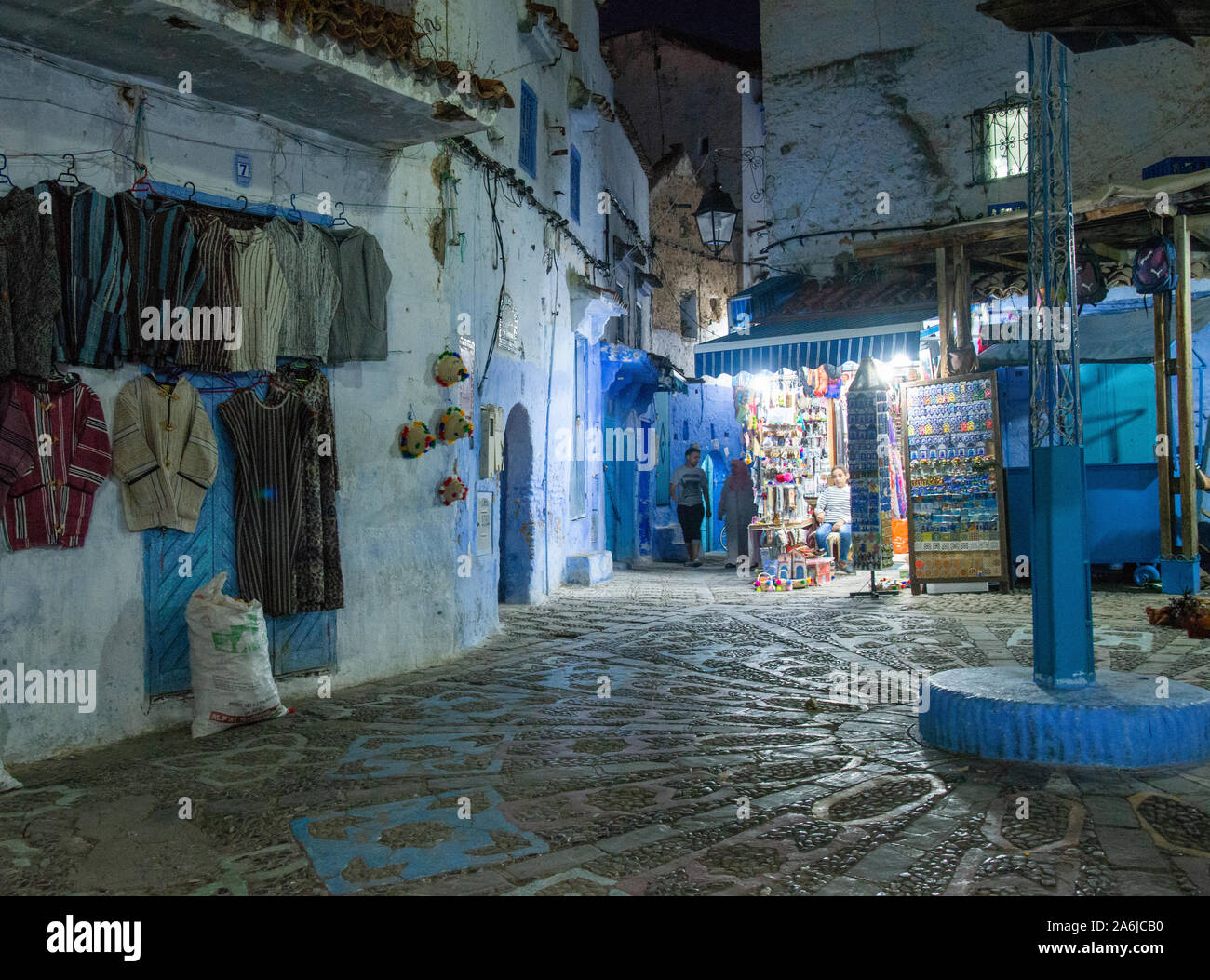 blue houses at night at Chefchaouen in Morocco Stock Photo - Alamy