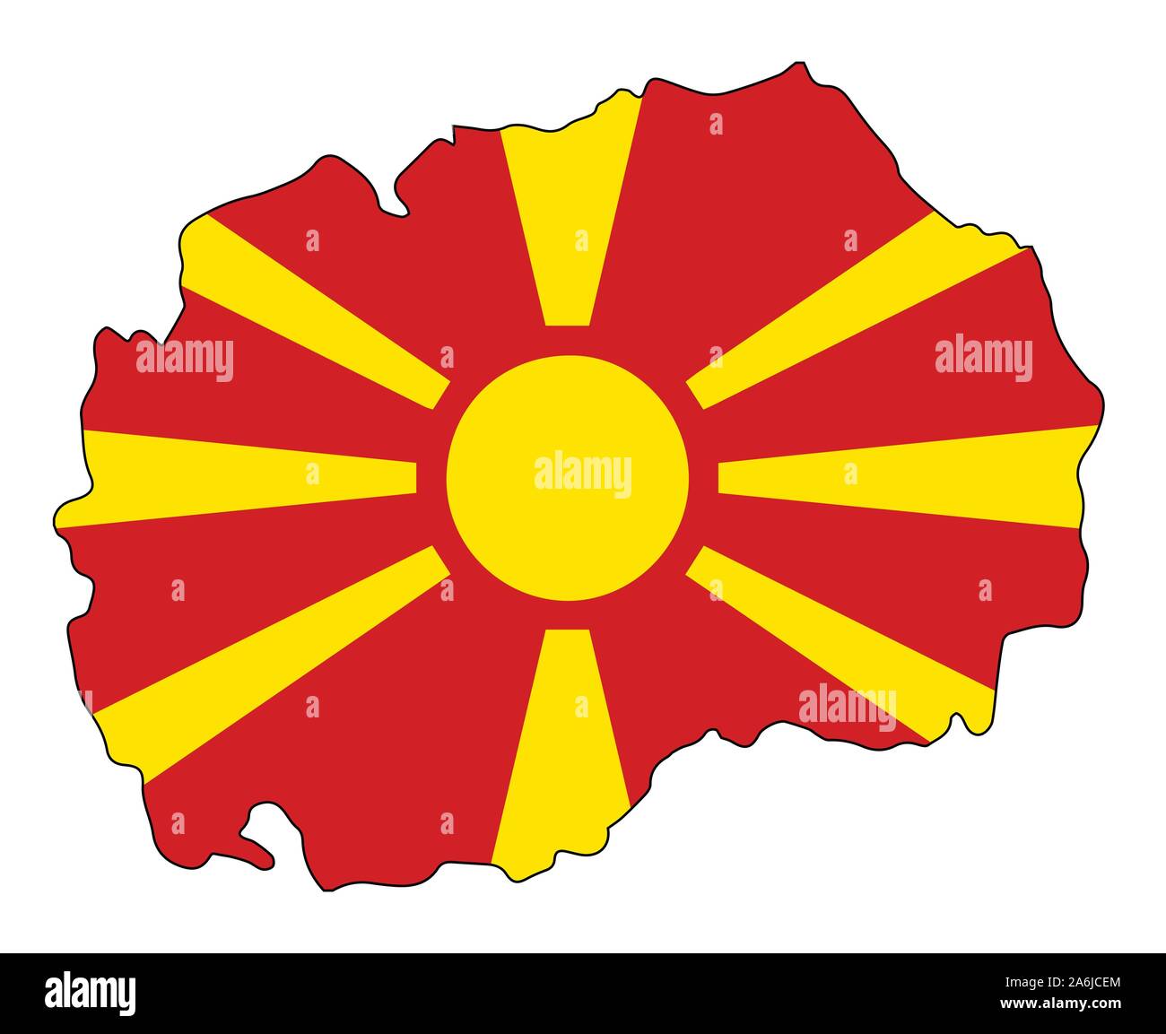 Outline map of Macedonia over a white background with Flag Stock Vector ...