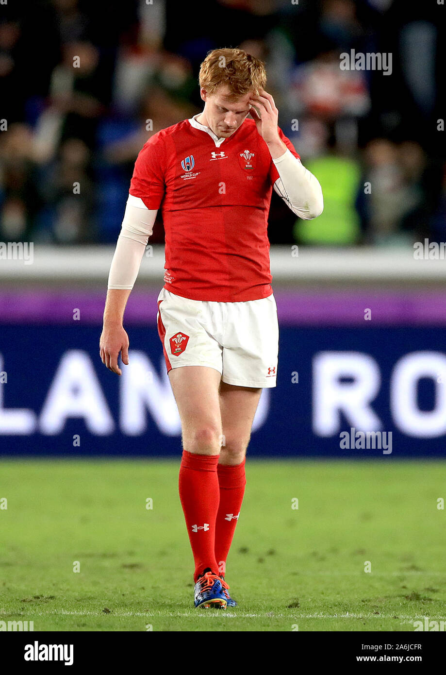 Wales' Rhys Patchell appears dejected after the final whistle during ...