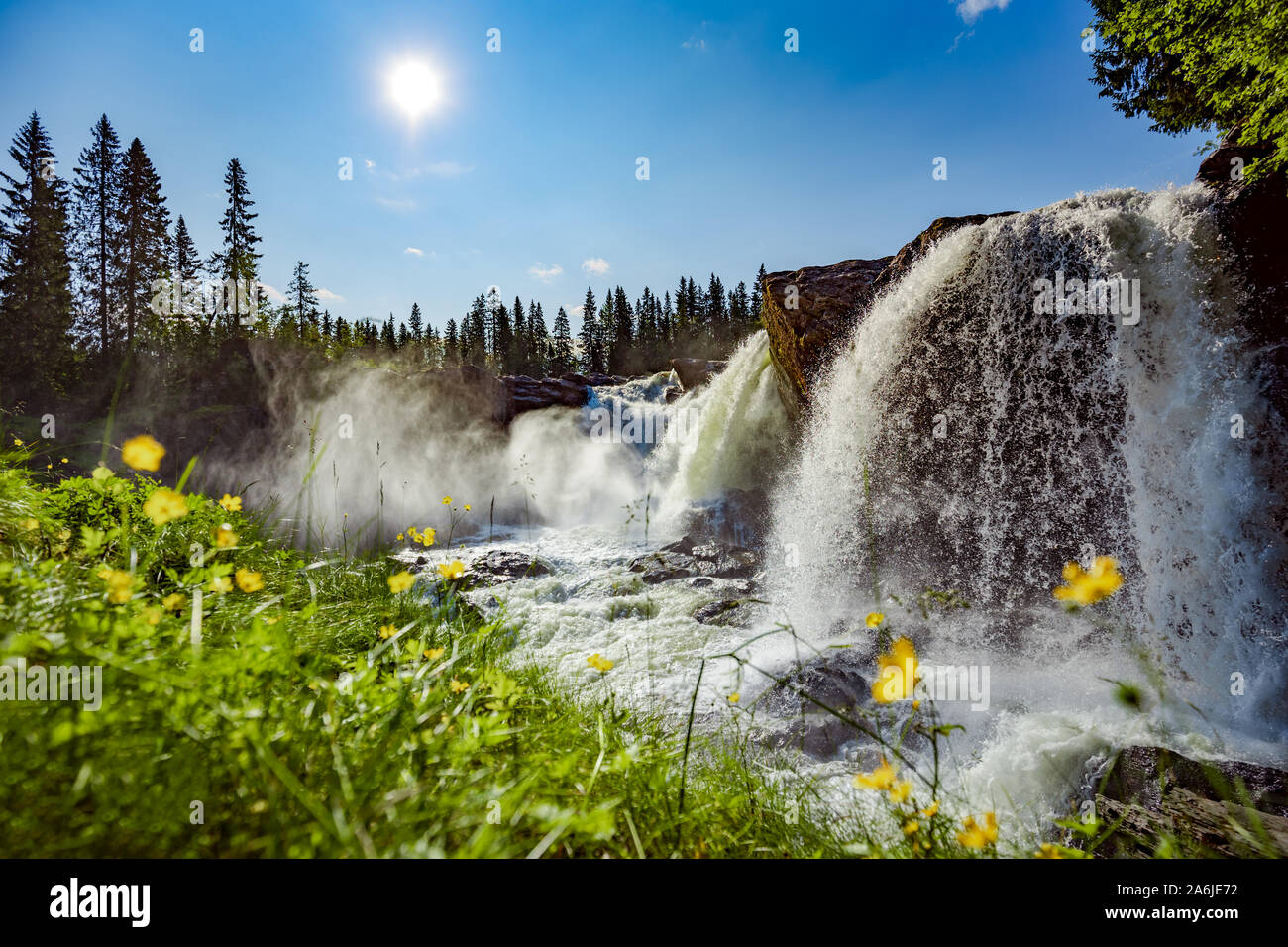 Ristafallet waterfall in the western part of Jamtland is listed as one ...