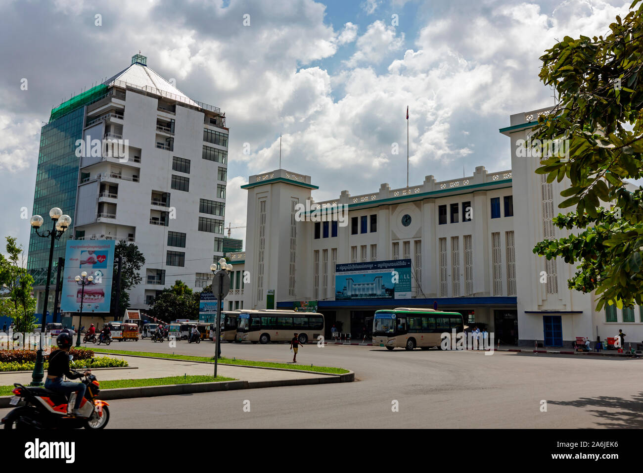 An art deco train station, operated by govt owned Royal Railway, serves ...