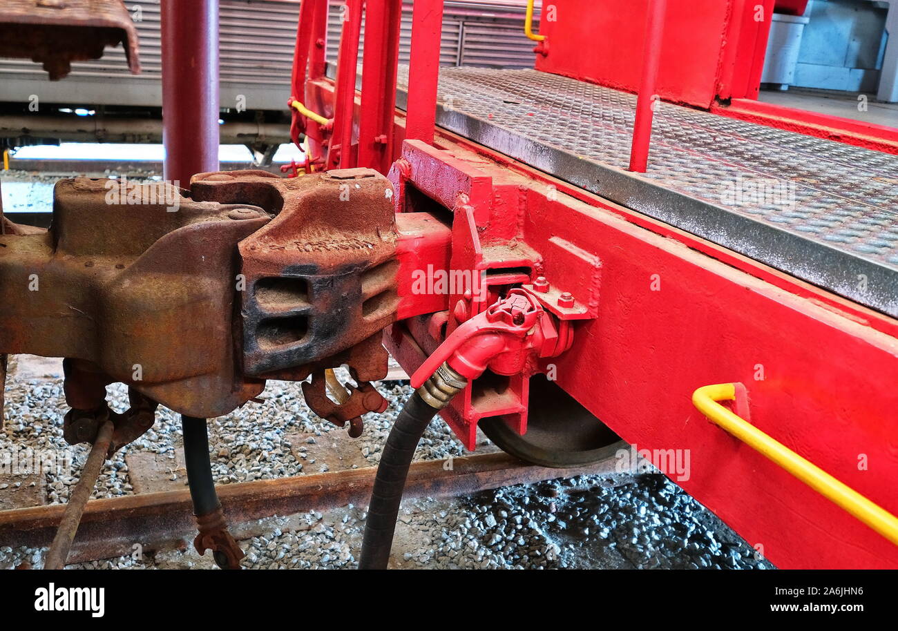 Rusty Caboose Coupling on an Antique Train Stock Photo - Alamy