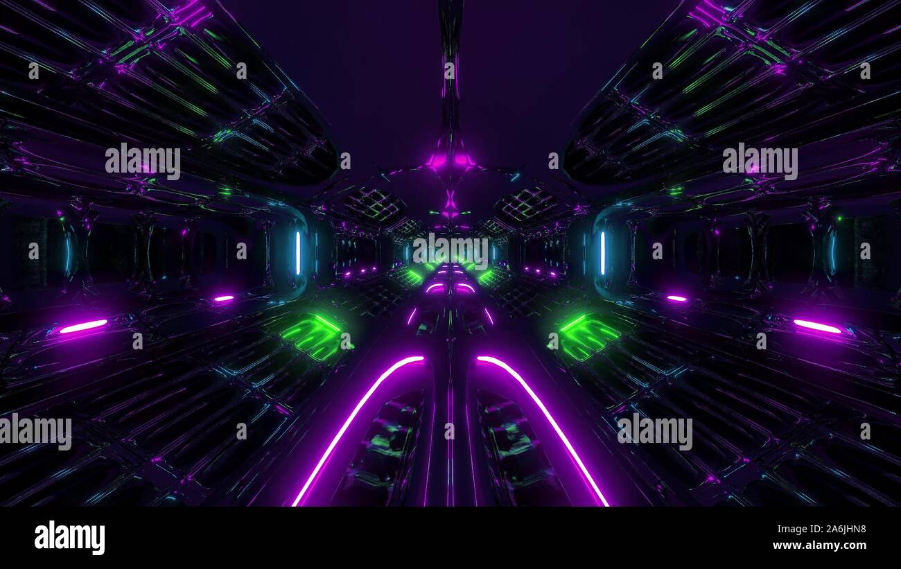 futuristic scifi fantasy alien hangar tunnel corridor 3d rendering ...