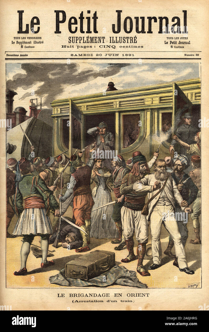 Attaque d'un train par des brigands, aux environs de Tcherkessklui ...