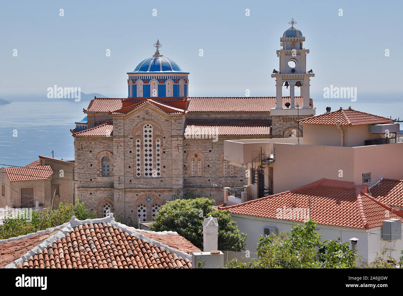 Small towns Marathokambos, Platanos, Voutliotes and Koumaiika on the ...