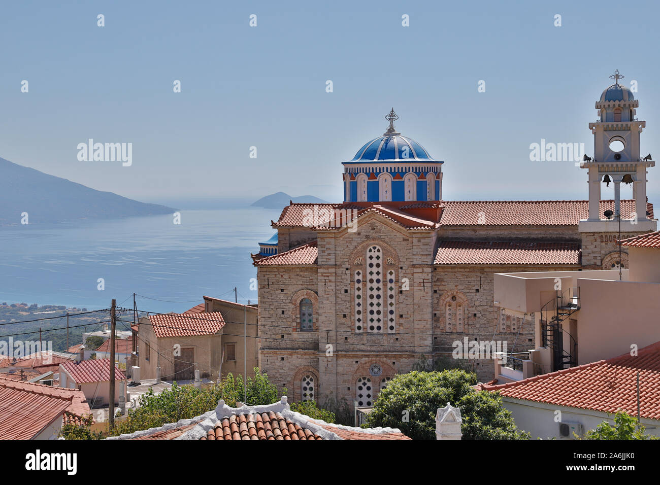 Small towns Marathokambos, Platanos, Voutliotes and Koumaiika on the ...