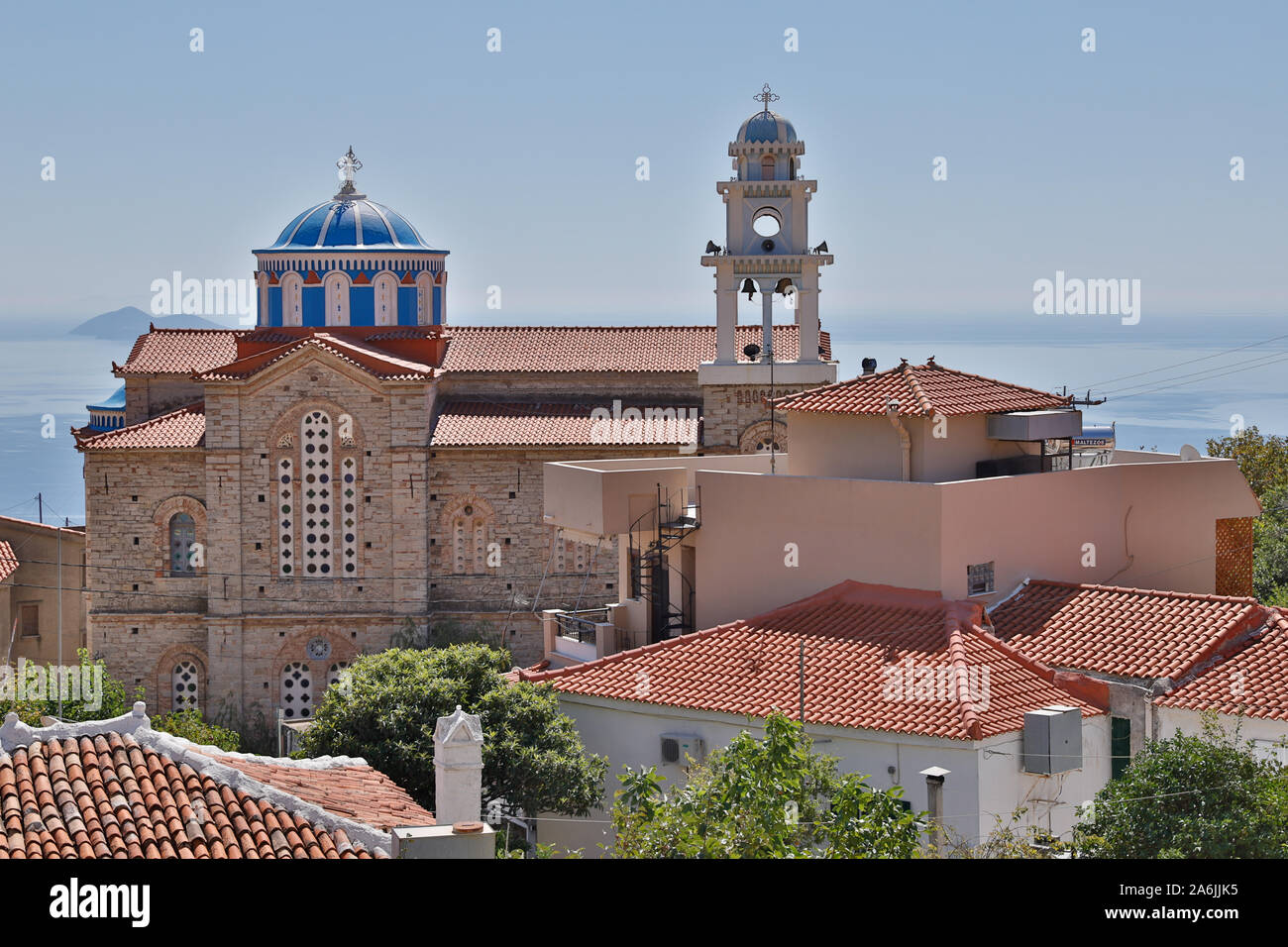 Small towns Marathokambos, Platanos, Voutliotes and Koumaiika on the ...