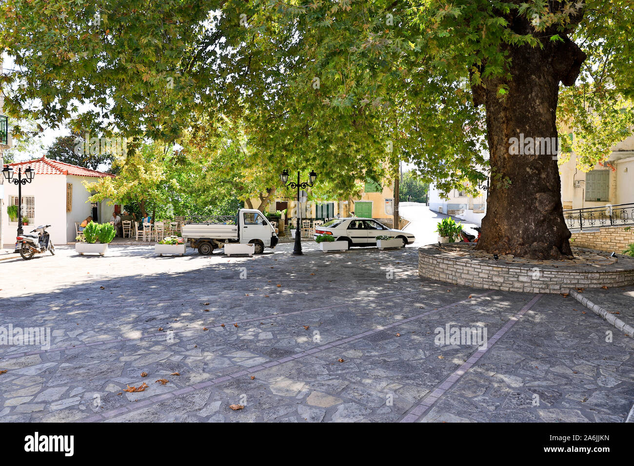 Small towns Marathokambos, Platanos, Voutliotes and Koumaiika on the ...
