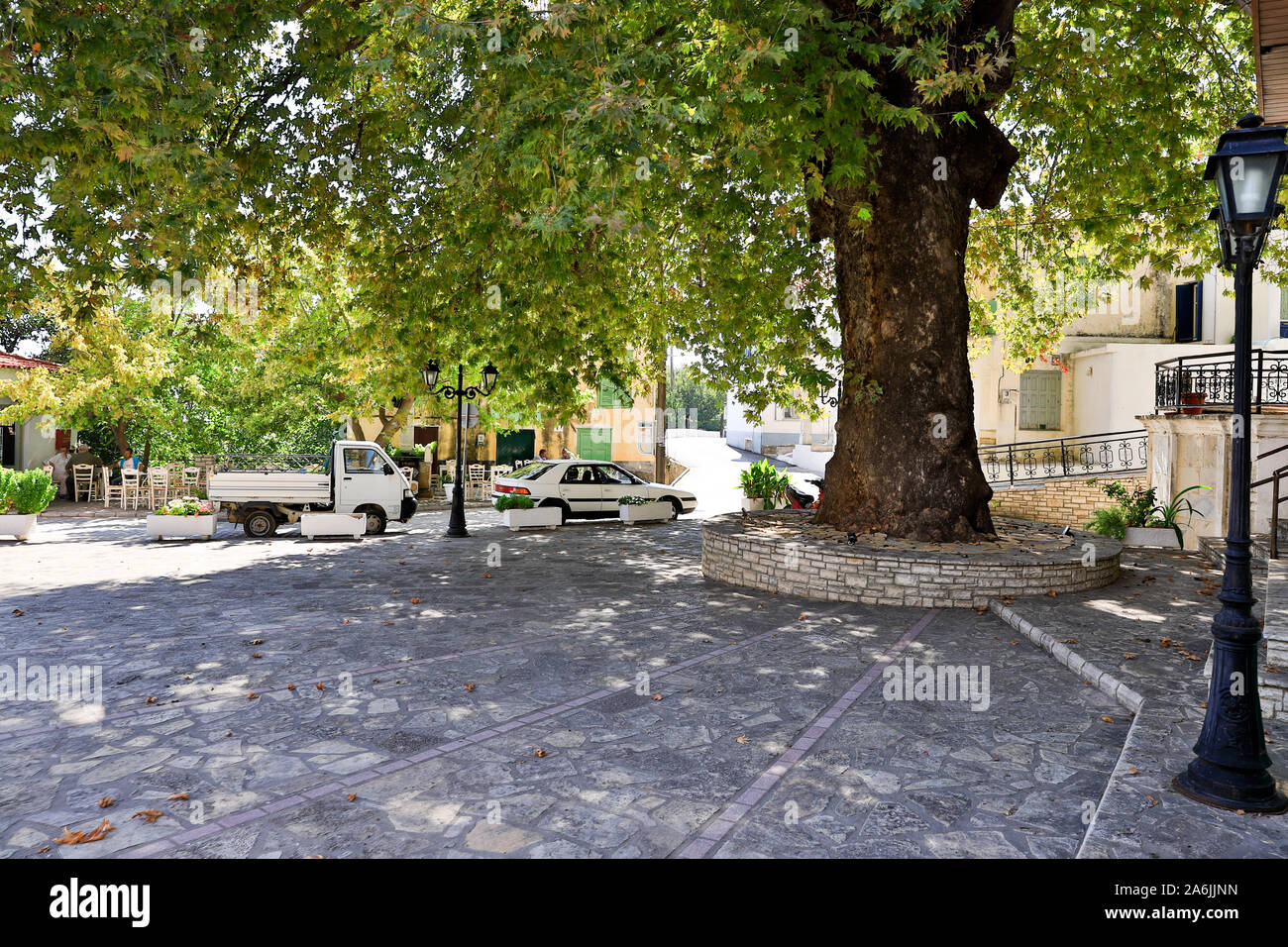 Small towns Marathokambos, Platanos, Voutliotes and Koumaiika on the ...