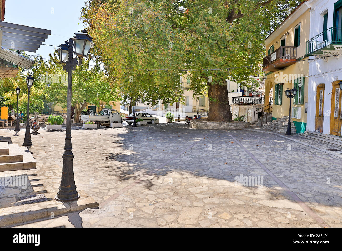 Small towns Marathokambos, Platanos, Voutliotes and Koumaiika on the ...