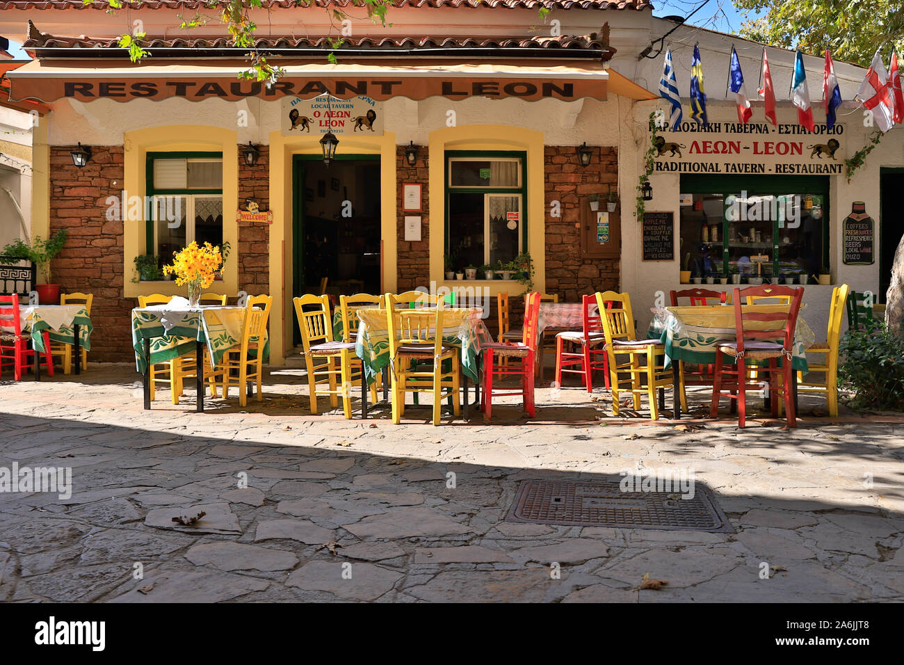 Small towns Marathokambos, Platanos, Voutliotes and Koumaiika on the ...