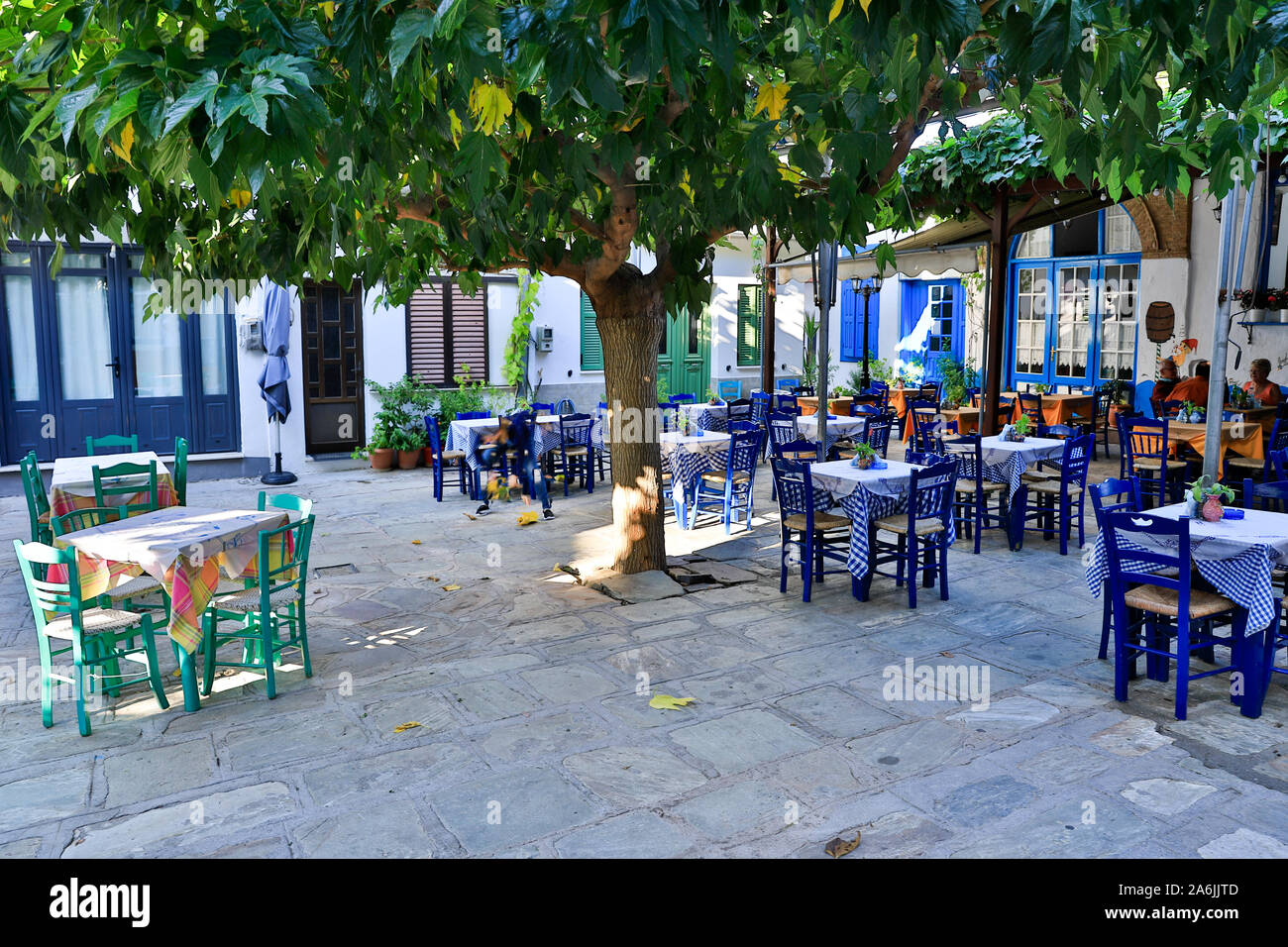 Small towns Marathokambos, Platanos, Voutliotes and Koumaiika on the ...