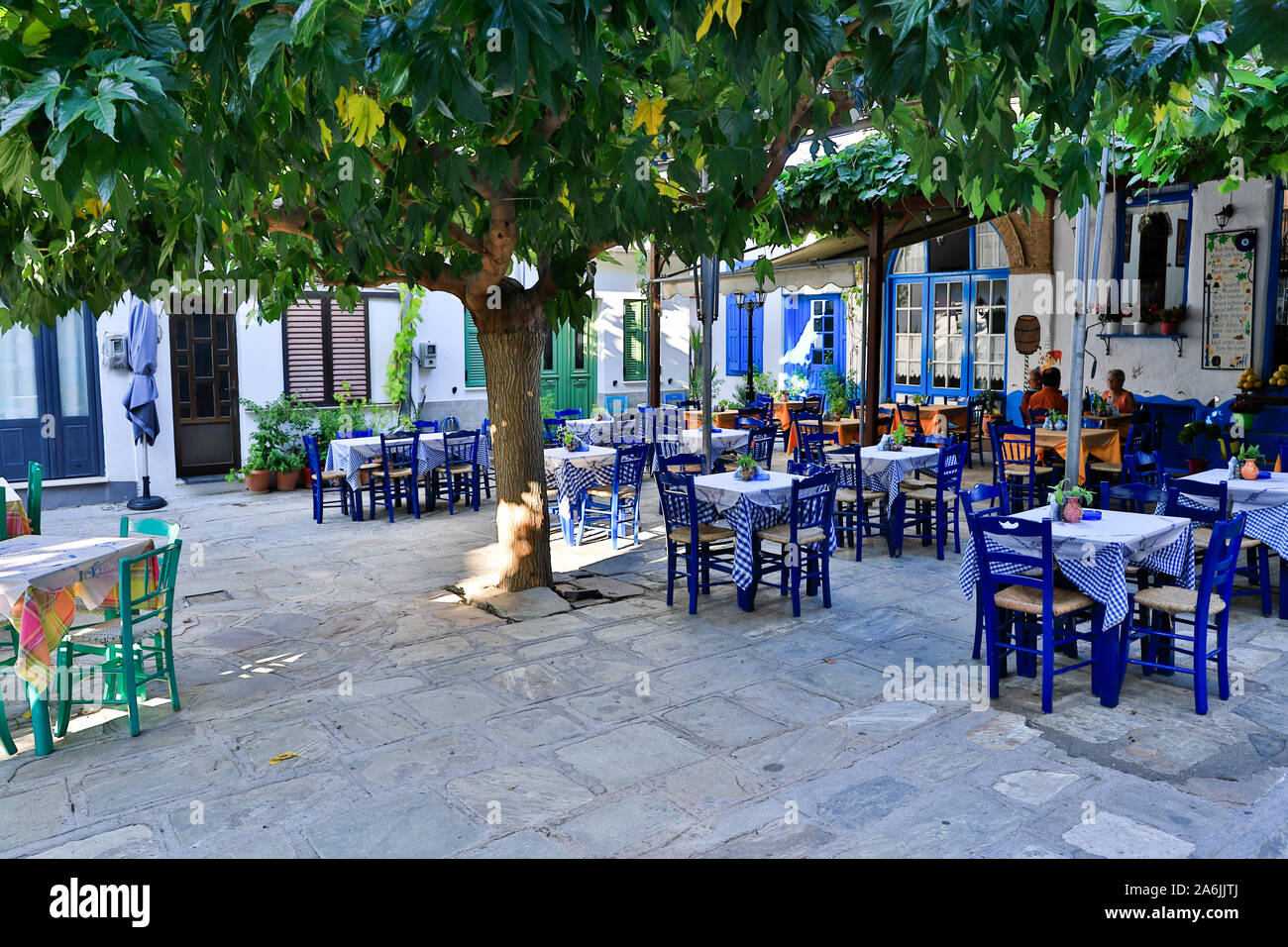 Small towns Marathokambos, Platanos, Voutliotes and Koumaiika on the ...