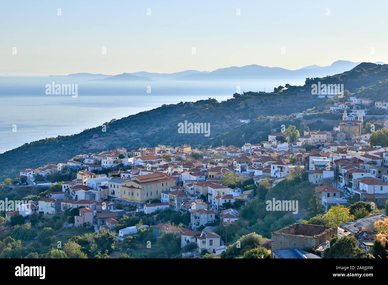 Small towns Marathokambos, Platanos, Voutliotes and Koumaiika on the ...